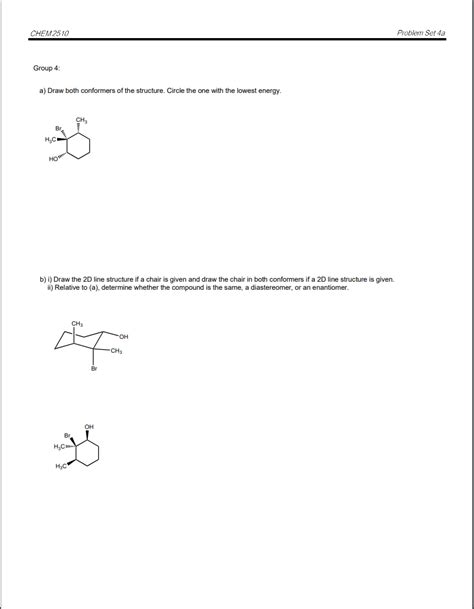 Solved Chem2510 Problem Se Group 4 A Draw Both Conformers