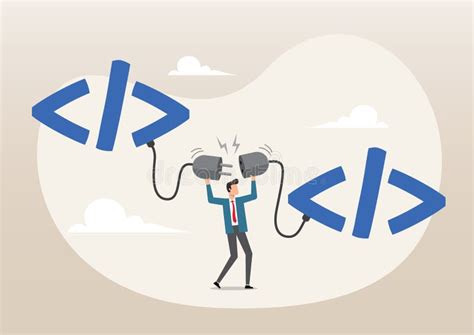 Programmer Connect Socket Between Coding Program Stock Illustration