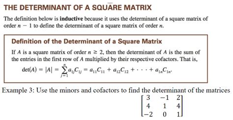 solved the determinant of a square matrix the definition