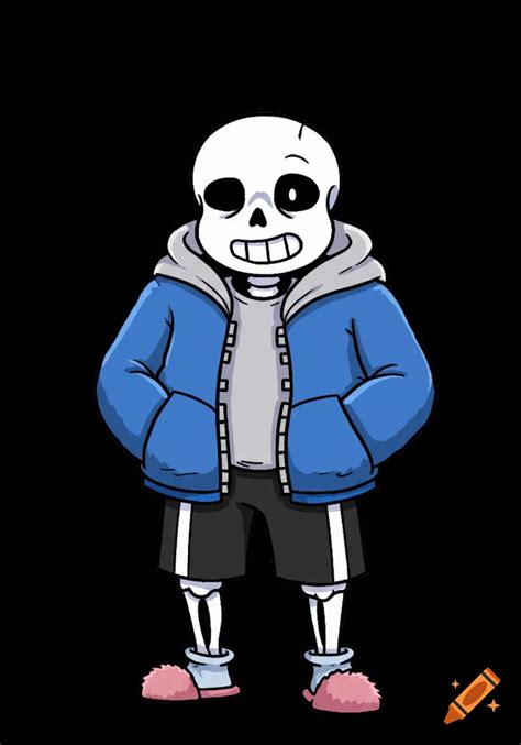 A Stylized Illustration Of Sans From Undertale A Skeleton In A Blue