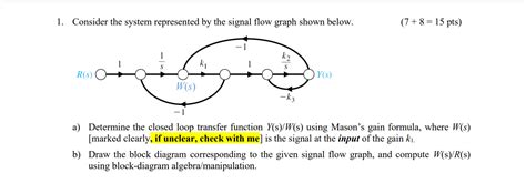 Solved 1 Consider The System Represented By The Signal Flow Chegg Com