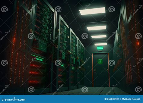 Server Racks In Computer Network Security Server Room Data Center Neural Network Generated Art