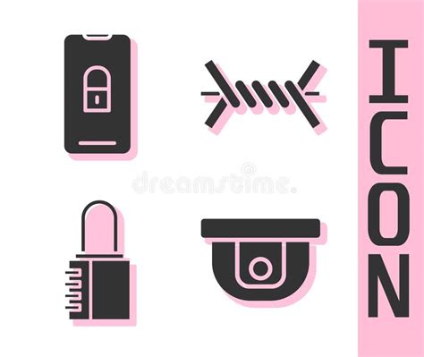 Set Motion Sensor Mobile With Closed Padlock Safe Combination Lock