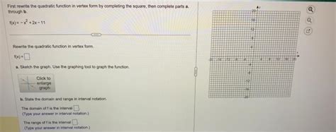 solved first rewrite the quadratic function in vertex form
