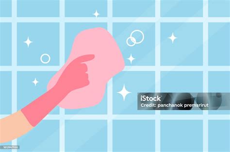 손 착용 장갑 들고 스폰지 와 거품 와 거품 청소 창 또는 벽 벡터 일러스트 집 청소 및 청소 서비스 개념 가사 집안일에 대한 스톡 벡터 아트 및 기타 이미지 Istock