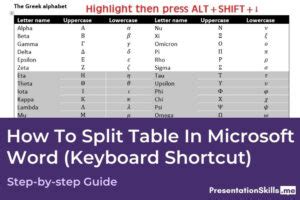 How To Split Table In Microsoft Word Keyboard Shortcut PresentationSkills Me