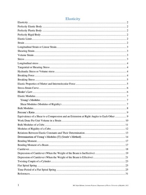 Elasticity Pdf Deformation Engineering Elasticity Physics