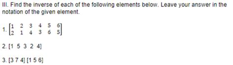 solved permutation and cyclic groupsiii find the inverse of