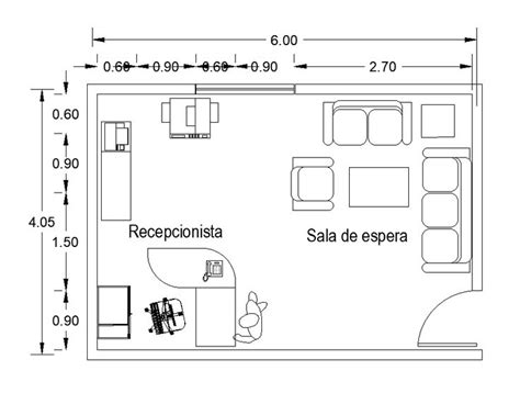 6x4m Auto Agency Office Room Plan Is Given In This Autocad Drawing File