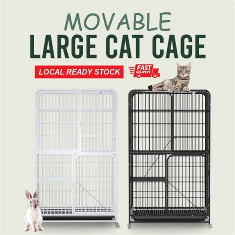 Sg Ready Stock Large Space Movable Pets Cage Cat Cage Cat Metal