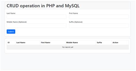 CRUD Operation In PHP And MySQL