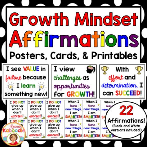 These Growth Mindset Affirmations Posters Cards And Printables Are