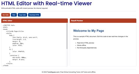 Html Editor With Real Time Viewer Toolz Square