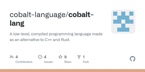 Github Cobalt Language Cobalt Lang A Low Level Compiled Programming Language Made As An