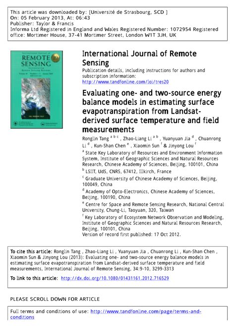 Pdf Evaluating One And Two Source Energy Balance Models In Estimating Surface