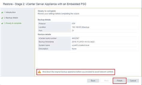 VMware VCSA Appliance Restore Virtualization Howto