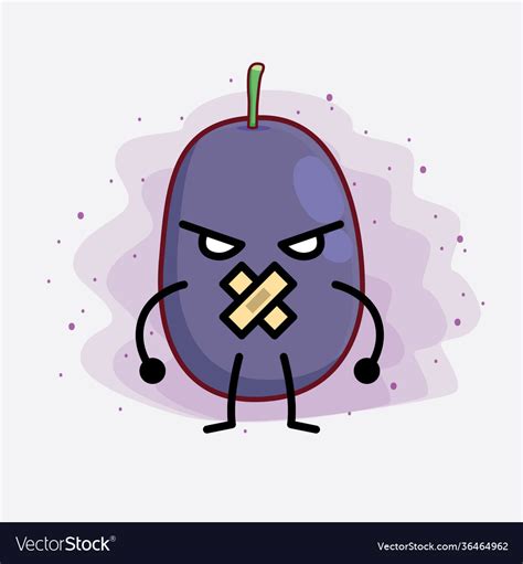 Java Plum Fruit Cute Character With Simple Face Vector Image