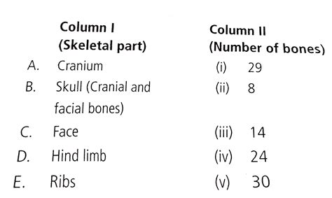 Match Column I With Column Ii And Select The Correct Option From The