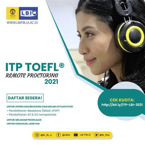 Lbi Fib Ui ⁣ Itp Toefl Remote Proctoring⁣ ⁣ Register Now