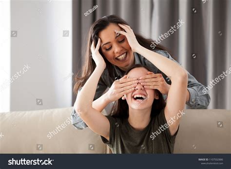 Two Girlfriends Playing Hide Seek On Stock Photo Shutterstock