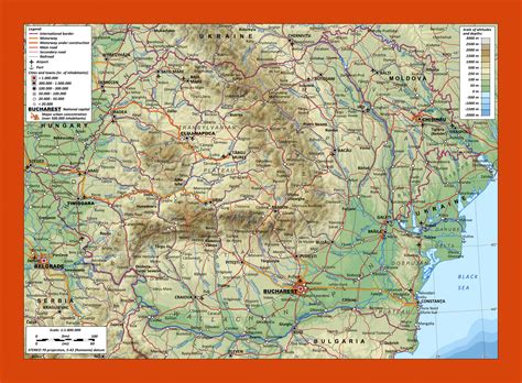 Physical Map Of Romania Maps Of Romania Maps Of Europe  Map