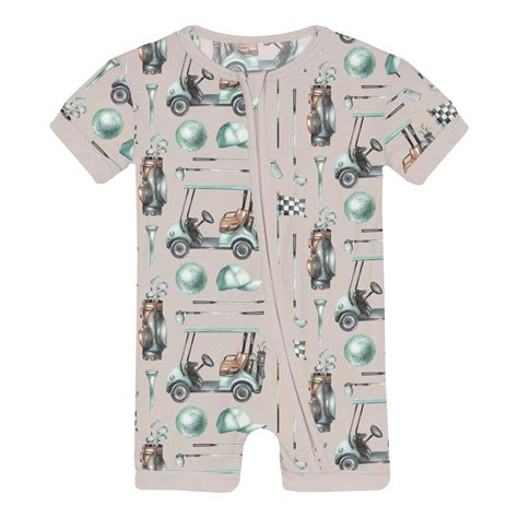 Print Shorty Sleeper With Zipper In Latte Golf Selah James