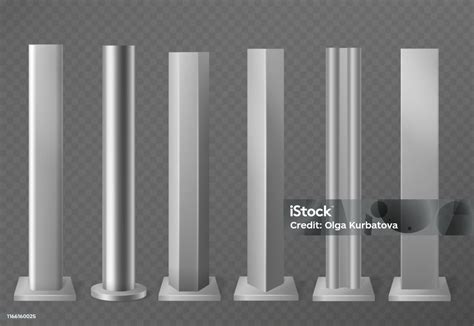 금속 기둥 도시 광고 표지판 및 광고판을 위한 금속 기둥 다른 단면 모양 3d 벡터 세트의 강철 기둥 폴란드어 3차원 형태에 대한 스톡 벡터 아트 및 기타 이미지 Istock