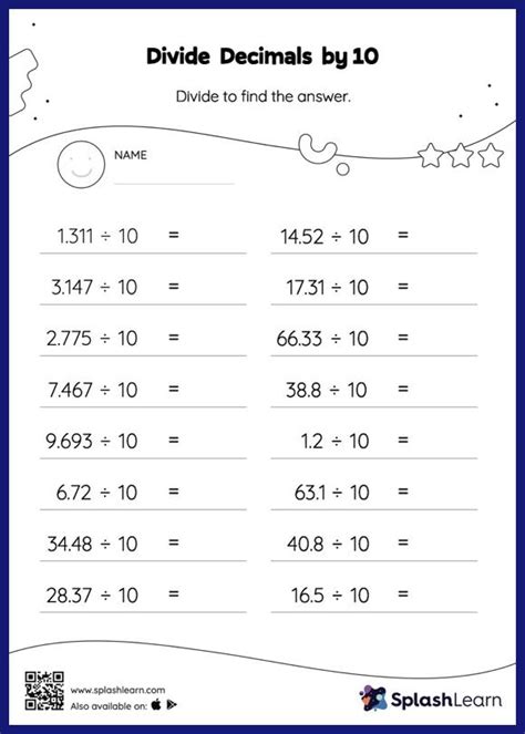 Divide Decimals Worksheets Free And Printable Splashlearn