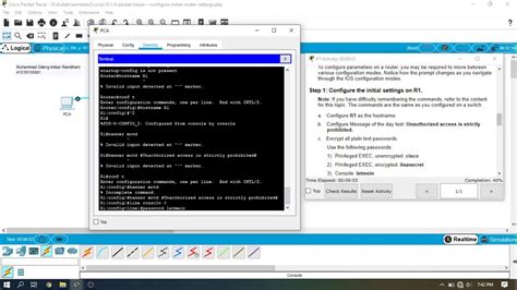 10 1 4 packet tracer configure initial router settings youtube