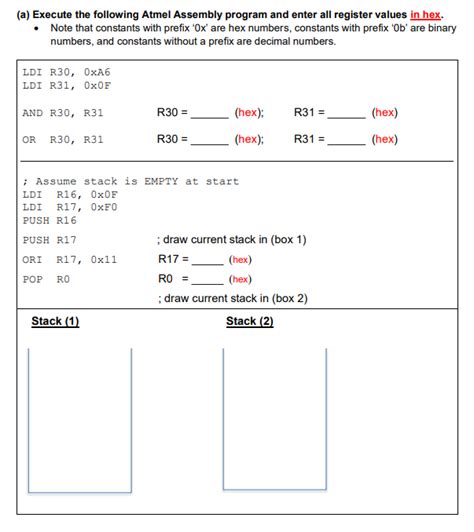 A Execute The Following Atmel Assembly Program And A Execute The Following Atmel Assembly Program And