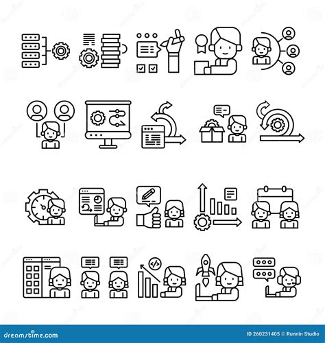 Scrum Outline Concept Vector Illustration Software Development Process
