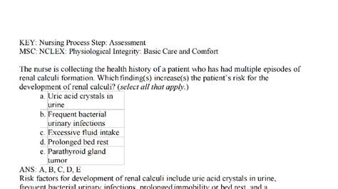 Nursing Process Assessment And Implementation In Renal Care Msc Nclex