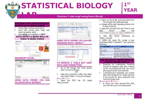 Statistical Biology Lab Kea Tan B Statistical Biology Lab 1 St