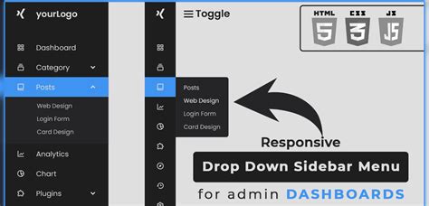 responsive sidebar menu and dropdown submenu admin dashboard menu buymeacoffee