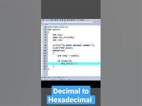 C Program to convert decimal number to hexadecimal[code]#c #coding# ...