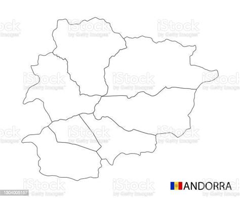 Andorra Map Black And White Detailed Outline Regions Of The Country