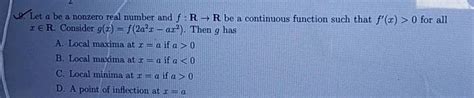 Let A Be A Nonzero Real Number And F Mathbf R Rightarrow Mathbf R B