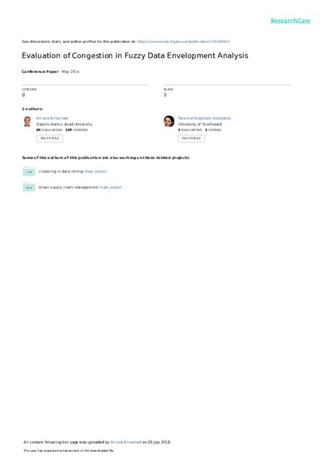 Pdf Evaluation Of Congestion In Fuzzy Data Envelopment Analysis Alireza Alinezhad