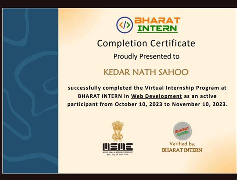 kedar nath sahoo on linkedin finally i got my 4 weeks virtual