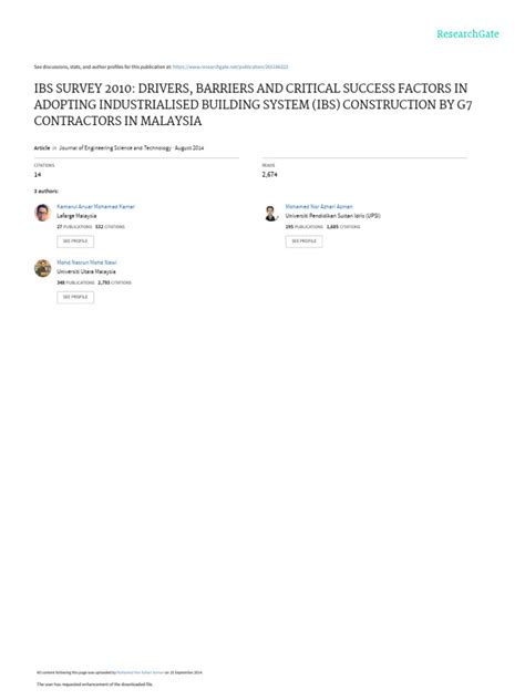 2010 Ibs Survey 2010 Drivers Barriers And Critical Success Factors In Adopting Industrialised