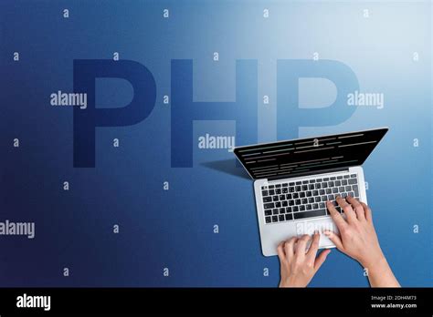 Programming Language Php Code With Person And Laptop Stock Photo Alamy