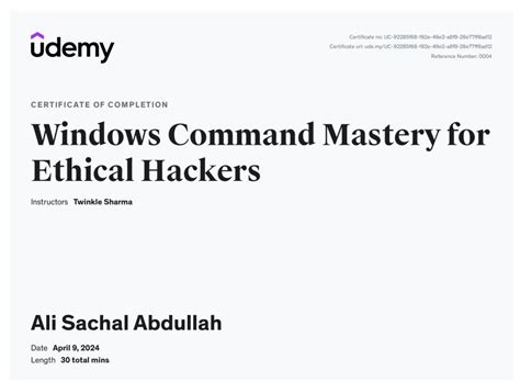 Udemy Windowscmd Networkingcommands Andmuchmore Ethicalhacker Ali Sachal Abdullah