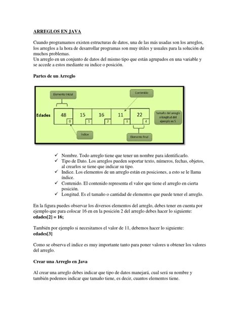 arreglos en java pdf java lenguaje de programación tipo de datos