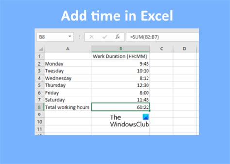 how to add or sum time in excel