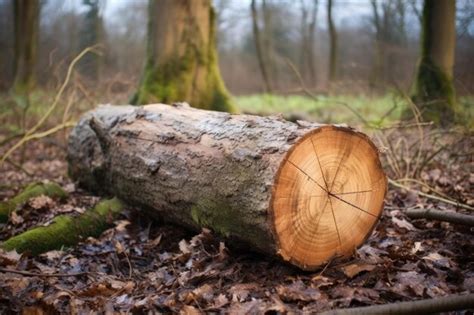 premium ai image a shot depicting a raw oak log marked for into staves