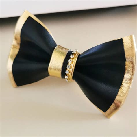 Black And Gold Mens Custom Bow Tie For Men Wedding Bow Tie Set Genuine