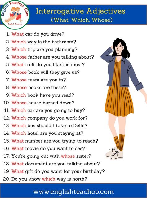20 Examples Of Interrogative Adjectives In Sentences Englishteachoo