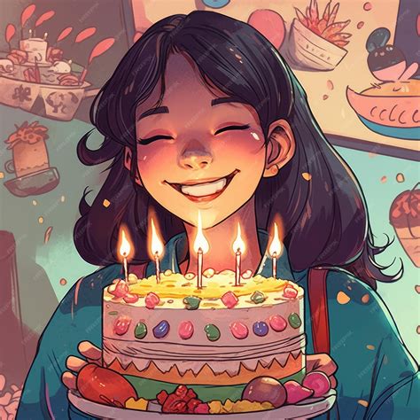 Premium Photo A Girl Is Holding A Cake While Celebrating A Birthday
