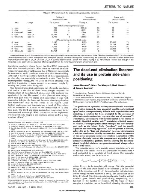Pdf The Dead End Elimination Theorem And Its Use In Protein Side