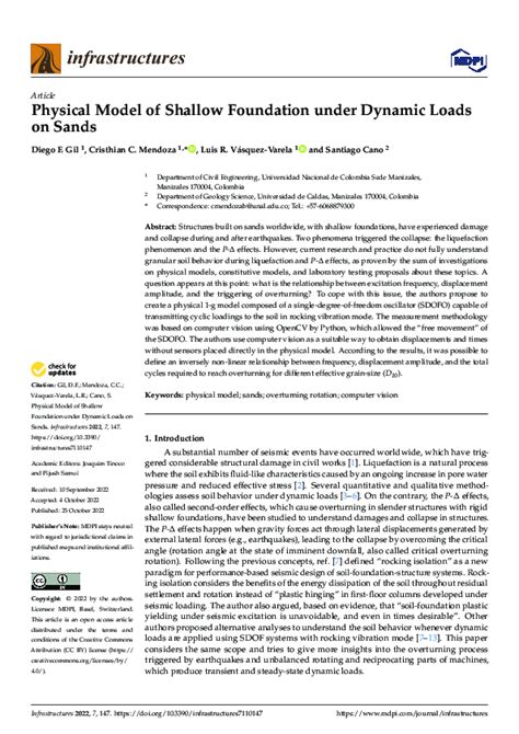 Pdf Physical Model Of Shallow Foundation Under Dynamic Loads On Sands